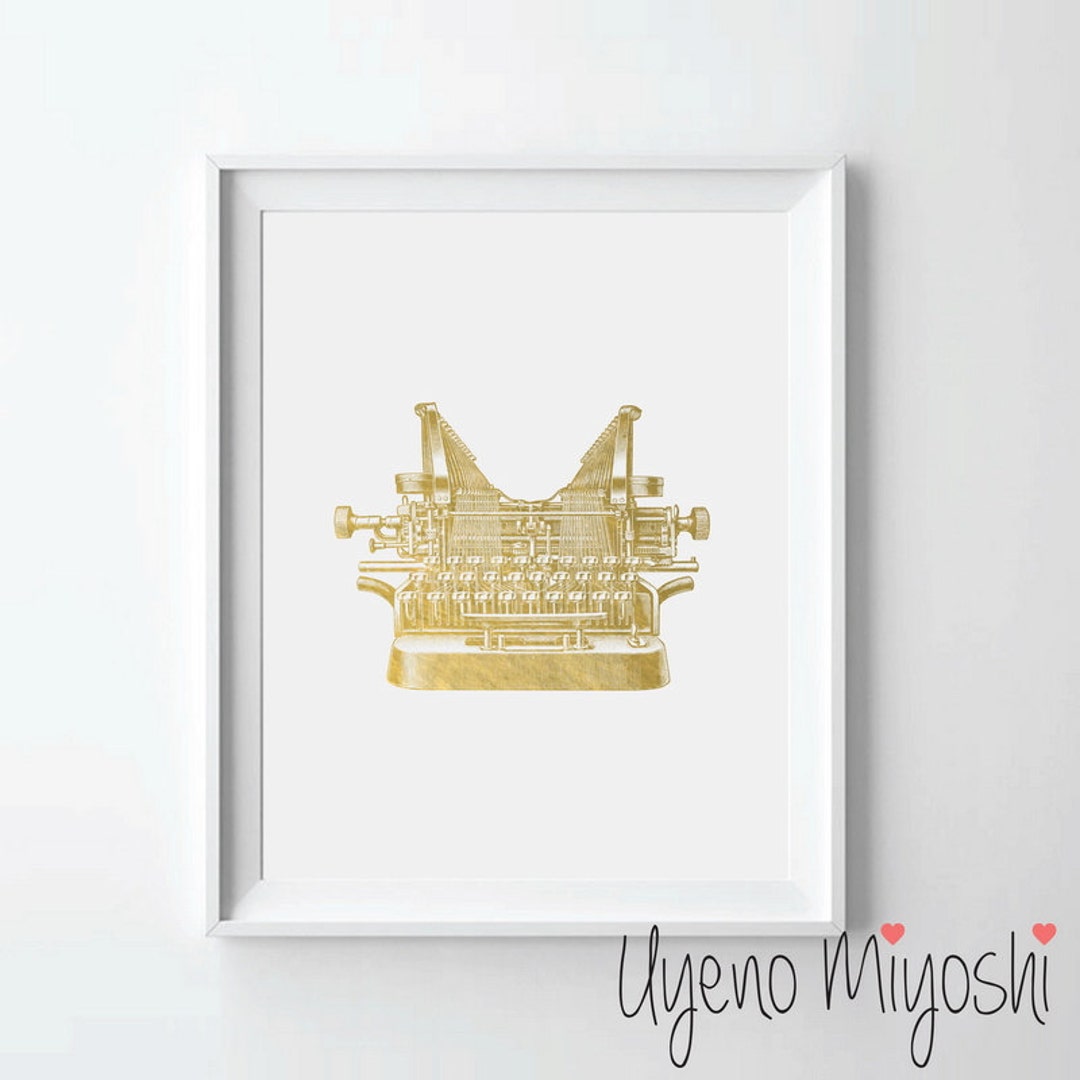 Vintage Typewriter III Gold Foil Print, Gold Print, Typewriter Gold ...
