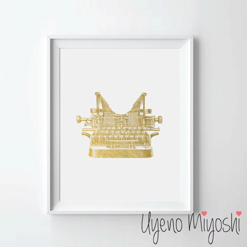 Vintage Typewriter III Gold Foil Print Gold Print Typewriter - Etsy