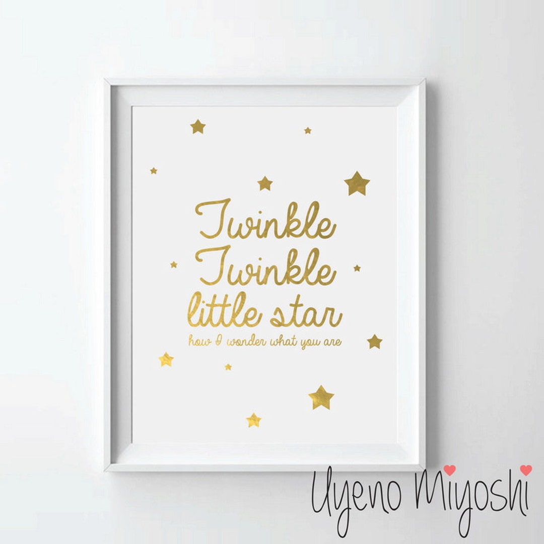 Twinkle Twinkle Little Star Quote Gold Foil Print, Gold Print, Custom ...