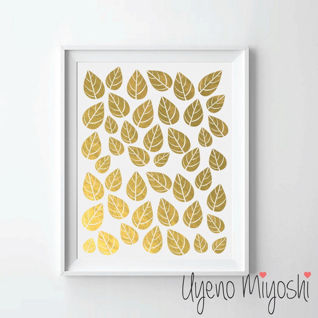 Leaves Pattern Gold Foil Print, Gold Print, Custom Quote in Gold ...