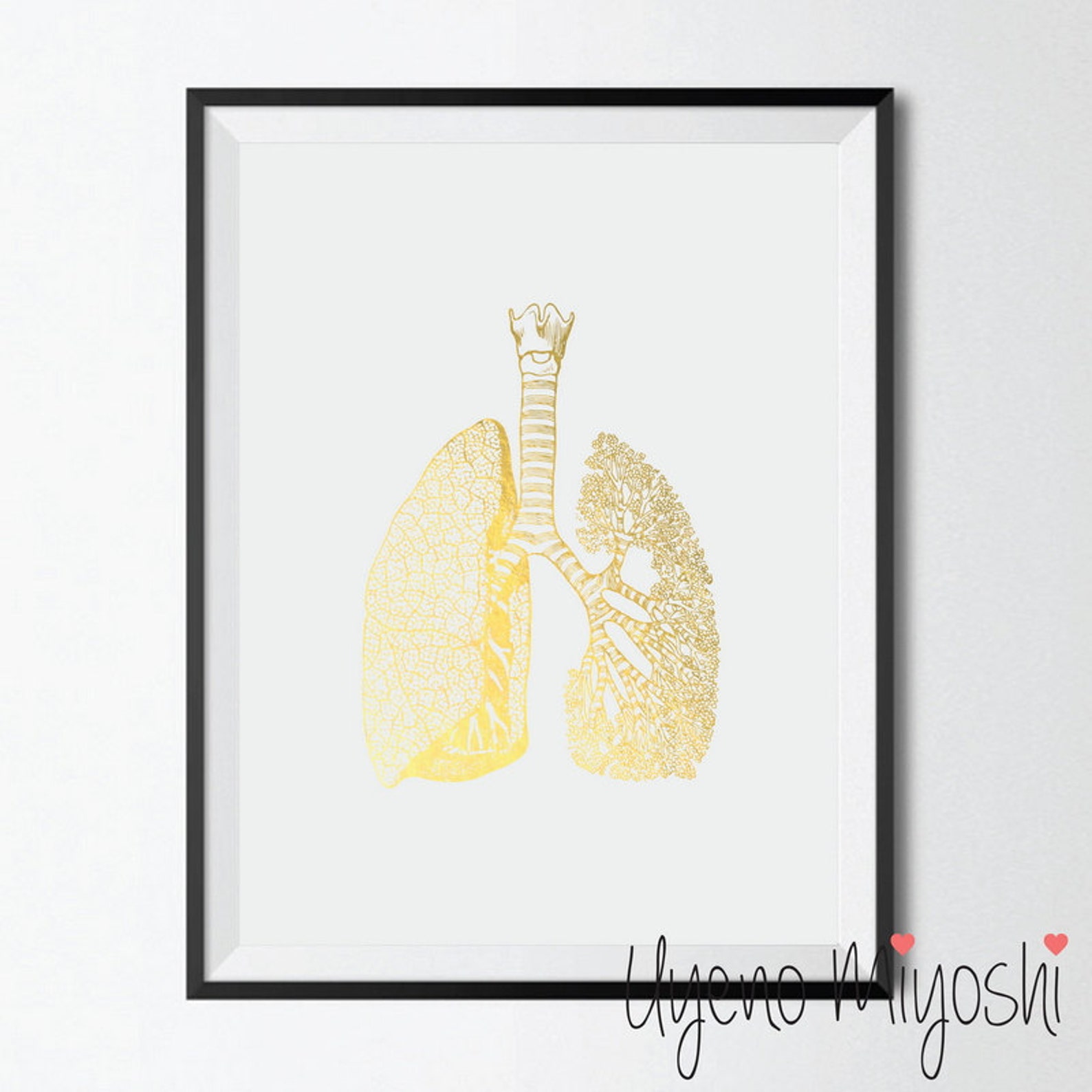 Human Lungs III Anatomy Gold Foil Print, Gold Print, Custom Print in ...