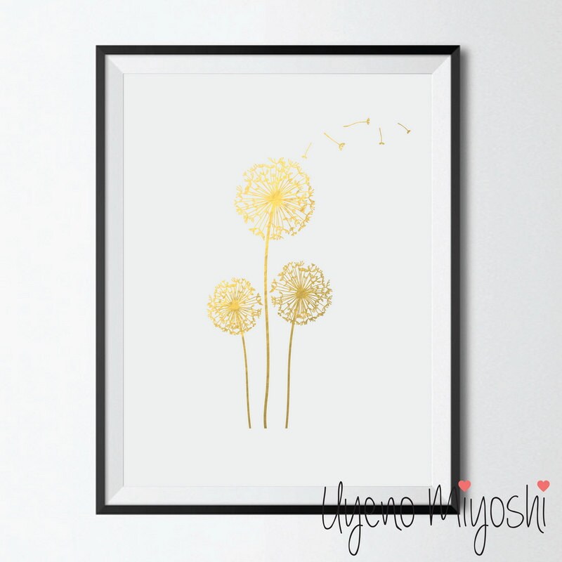 Dandelion I Gold Foil Print Dandelion Gold Print Dandelion | Etsy