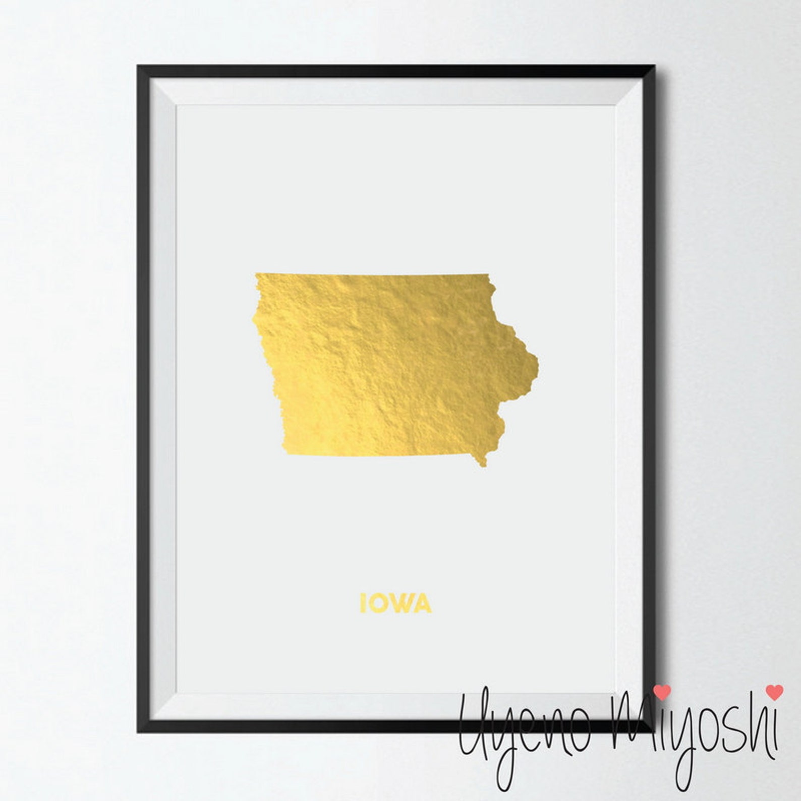 Iowa Map Gold Foil Print, Gold Print, Map Custom Print in Gold ...