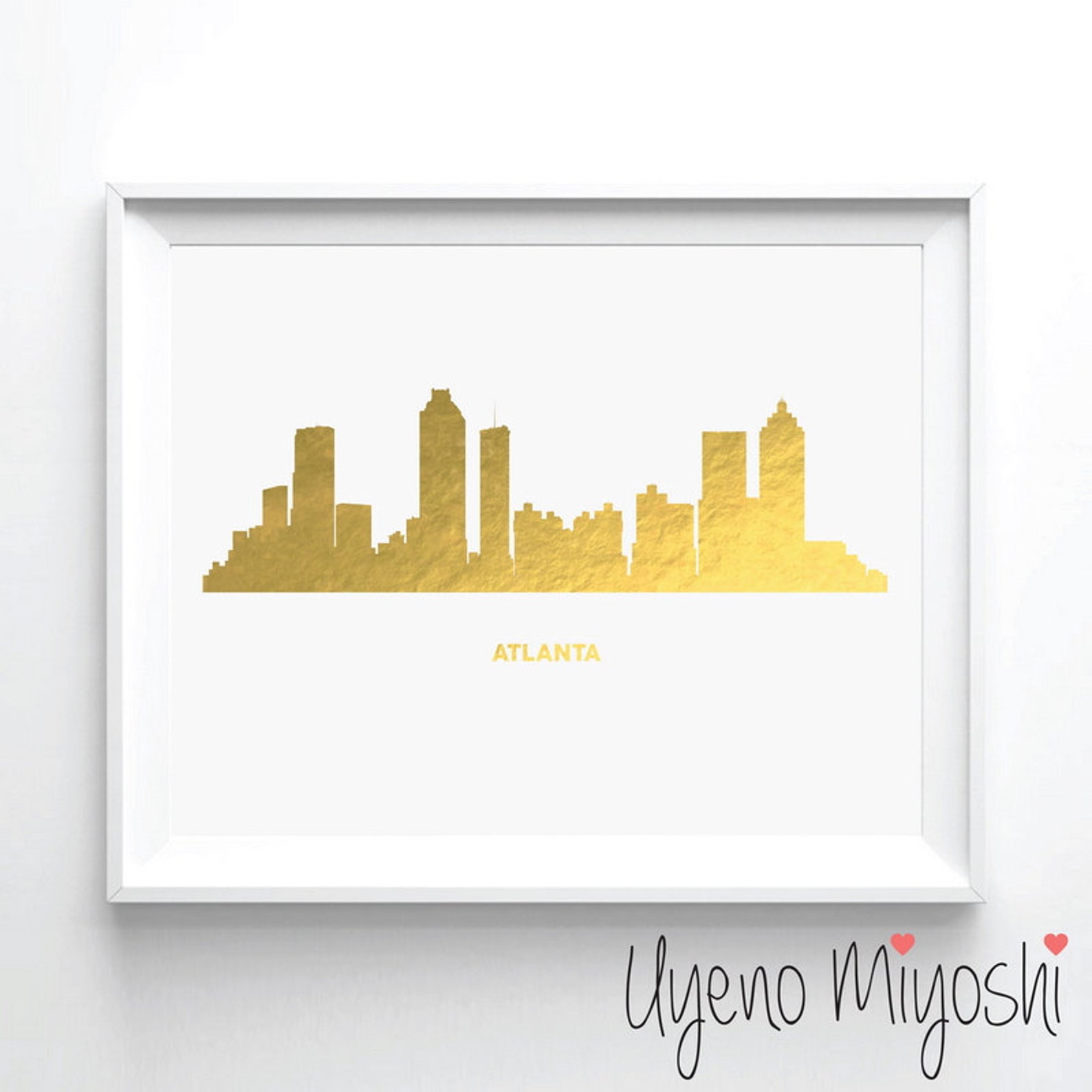 Atlanta Skyline Gold Foil Print, Gold Print, Map Custom Print in Gold ...
