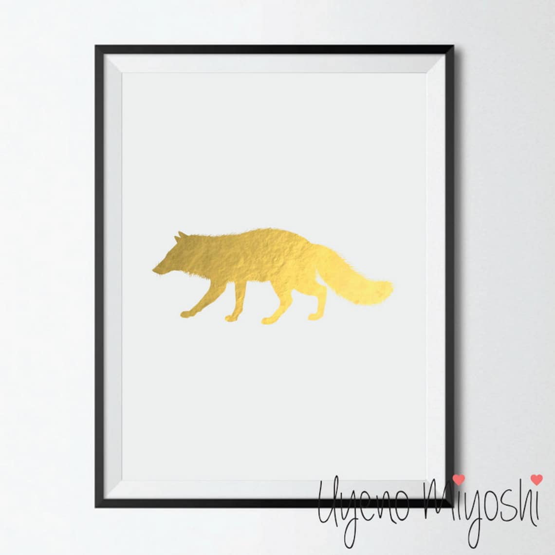 Fox Gold Foil Print, Gold Print, Animal Print in Gold, Illustration Art ...