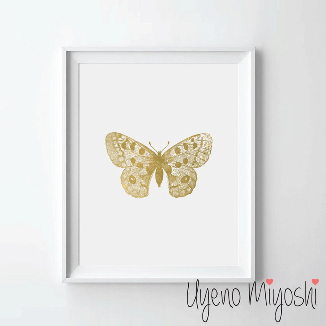 Apollo Mountain Butterfly Gold Foil Print, Butterfly Fossil Gold Print ...