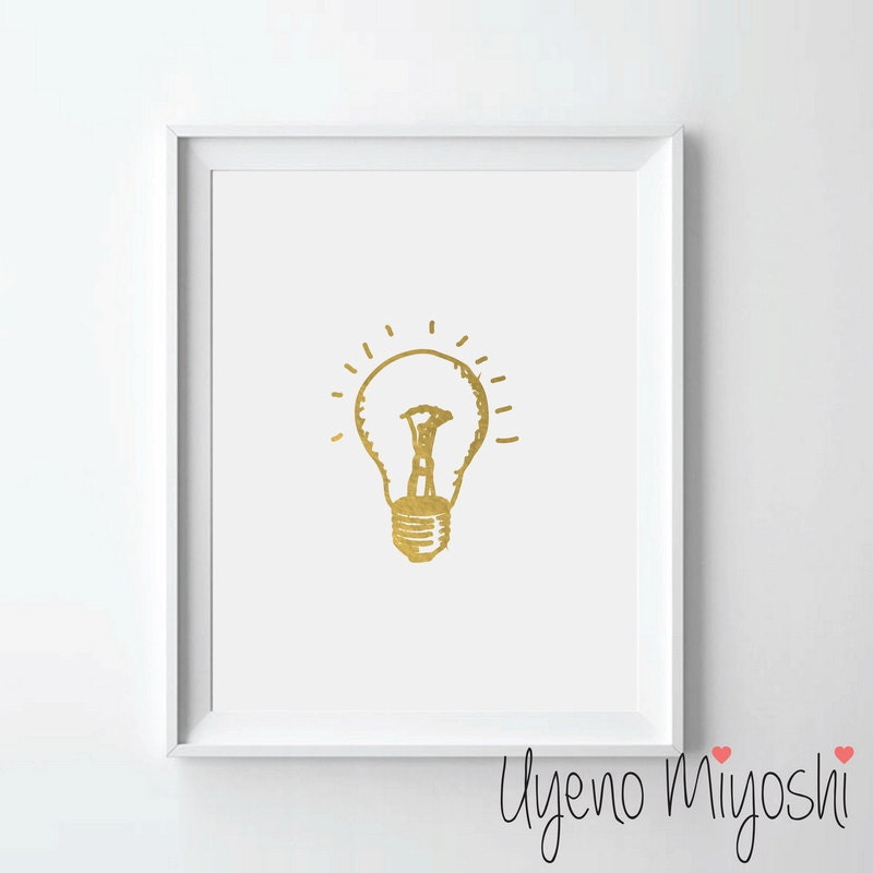Light Bulb Gold Foil Print, Gold Print, Custom Print in Gold ...
