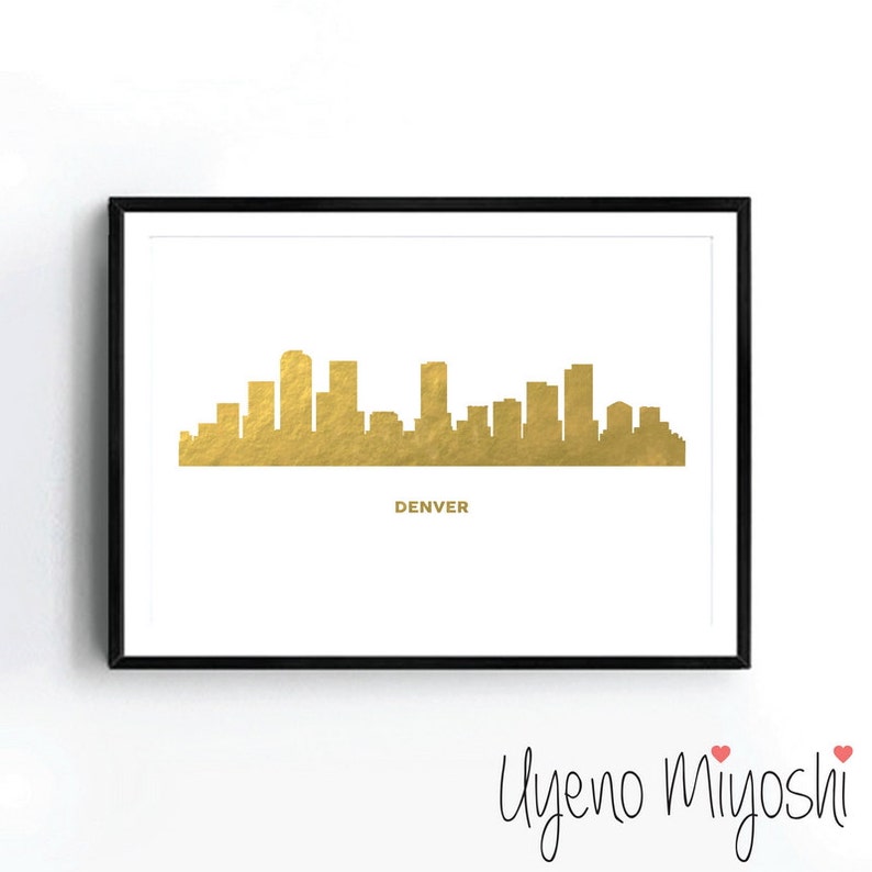 Denver Skyline Gold Foil Print, Gold Print, Map Custom Print in Gold ...