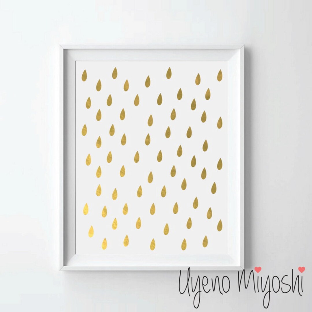 Raindrop Pattern II Gold Foil Print, Gold Print, Custom Quote in Gold ...