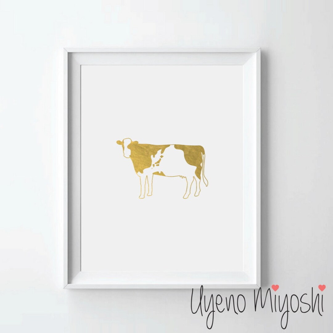 Cow II Gold Foil Print, Gold Print, Custom Print in Gold, Illustration ...