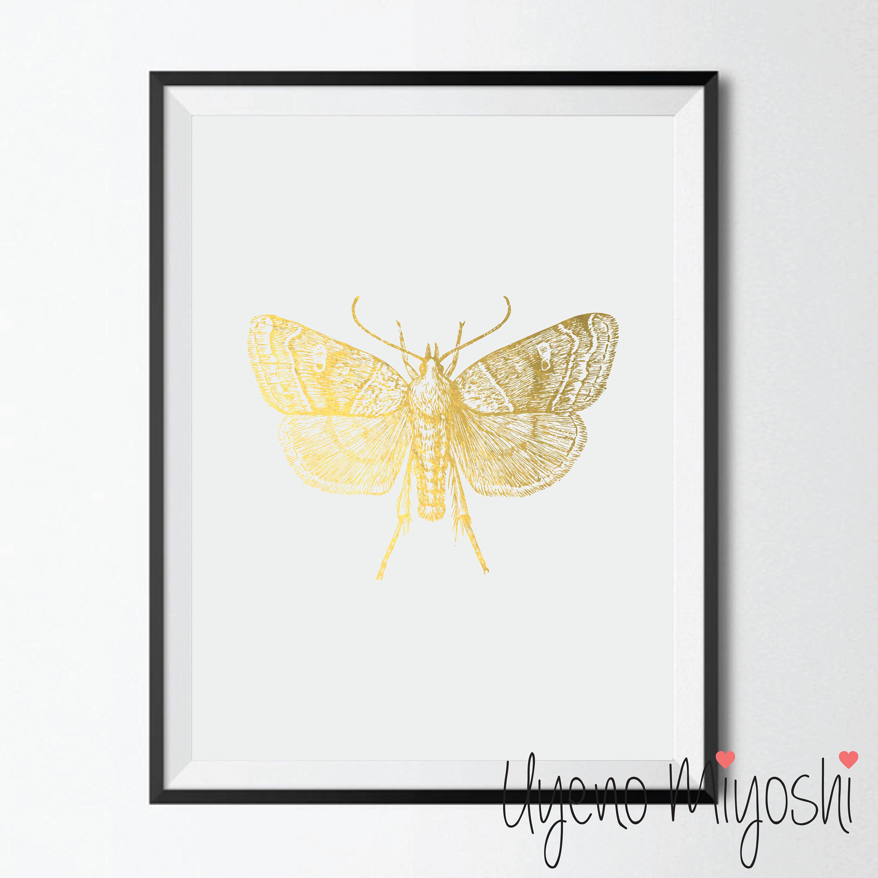 Moth Gold Foil Print, Moth Gold Print, Moth Gold Art Print, Art Print ...