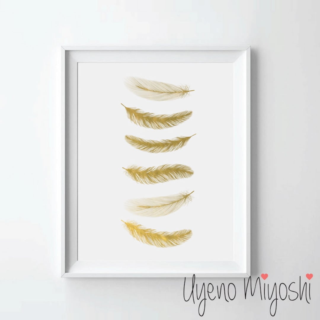 Feather II Gold Foil Print, Gold Print, Custom Print in Gold ...