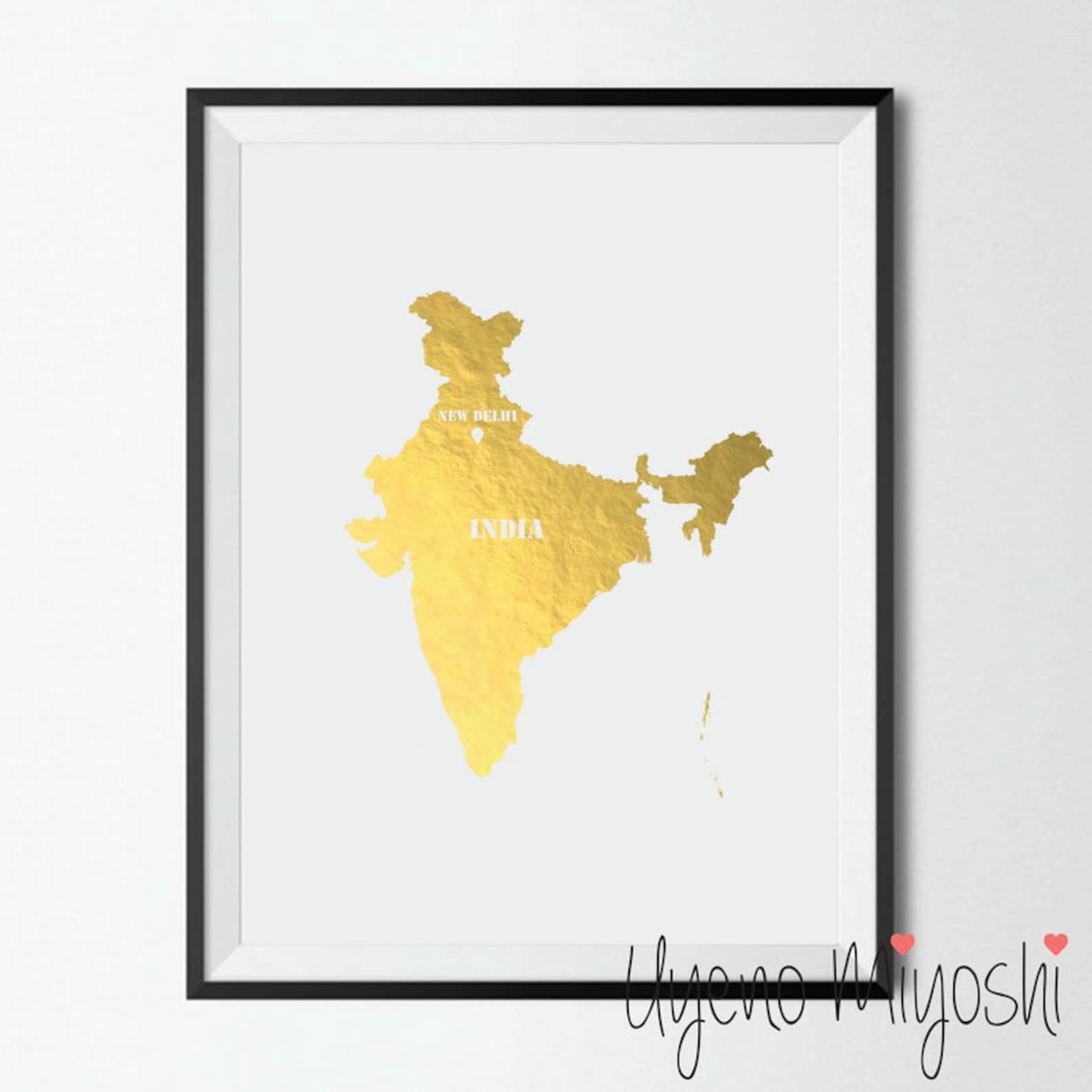 India Map Gold Foil Print Gold Print Map Custom Print in | Etsy