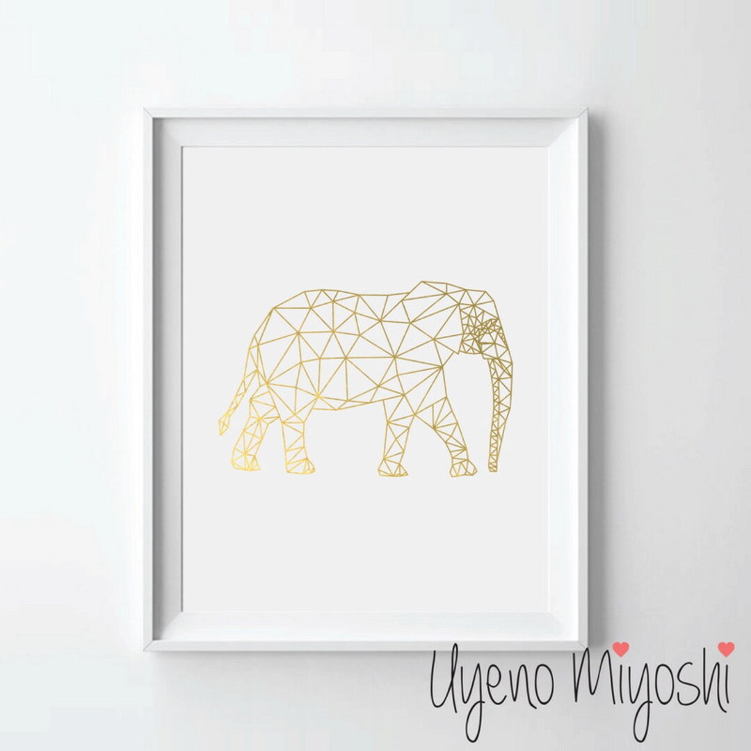 Polygonal Elephant Gold Foil Print, Gold Print, Custom Print in Gold ...
