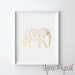 Polygonal Elephant Gold Foil Print, Gold Print, Custom Print in Gold ...