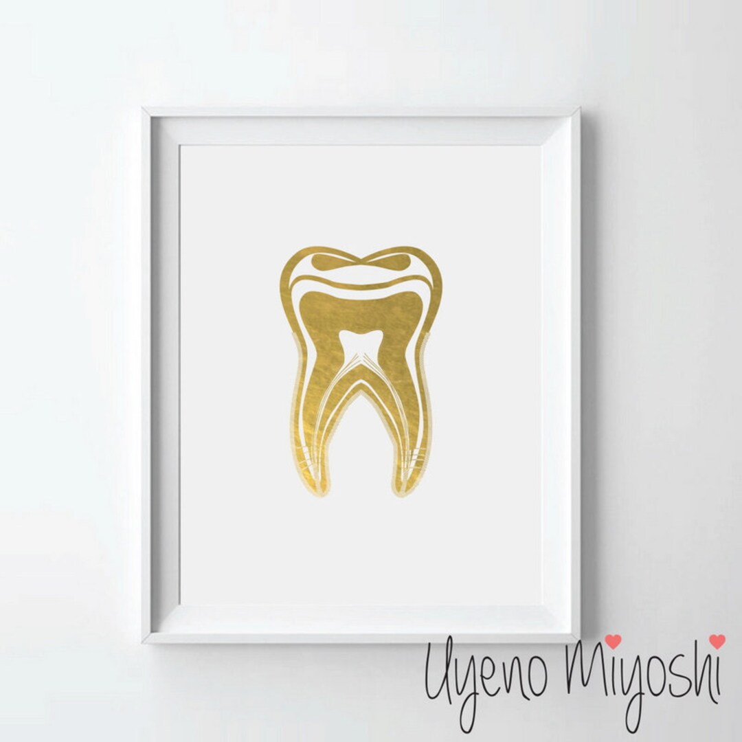 Human Tooth II Gold Foil Print, Gold Print, Dental Office Custom Print ...