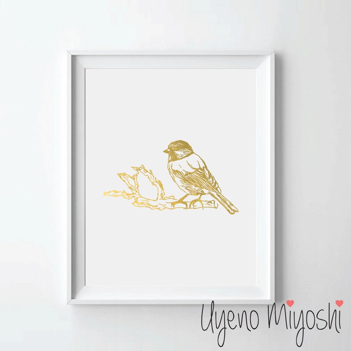 Bird Hand Sketch I Gold Foil Print, Gold Print, Bird Gold Print ...