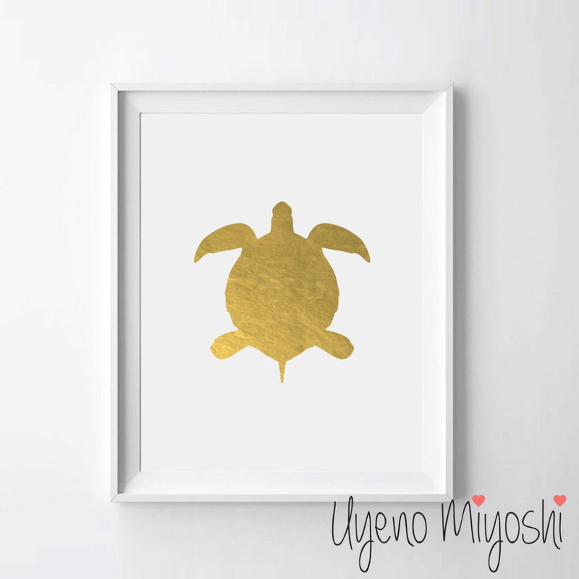 Turtle I Gold Print, Gold Print, Custom Print in Gold, Illustration Art ...