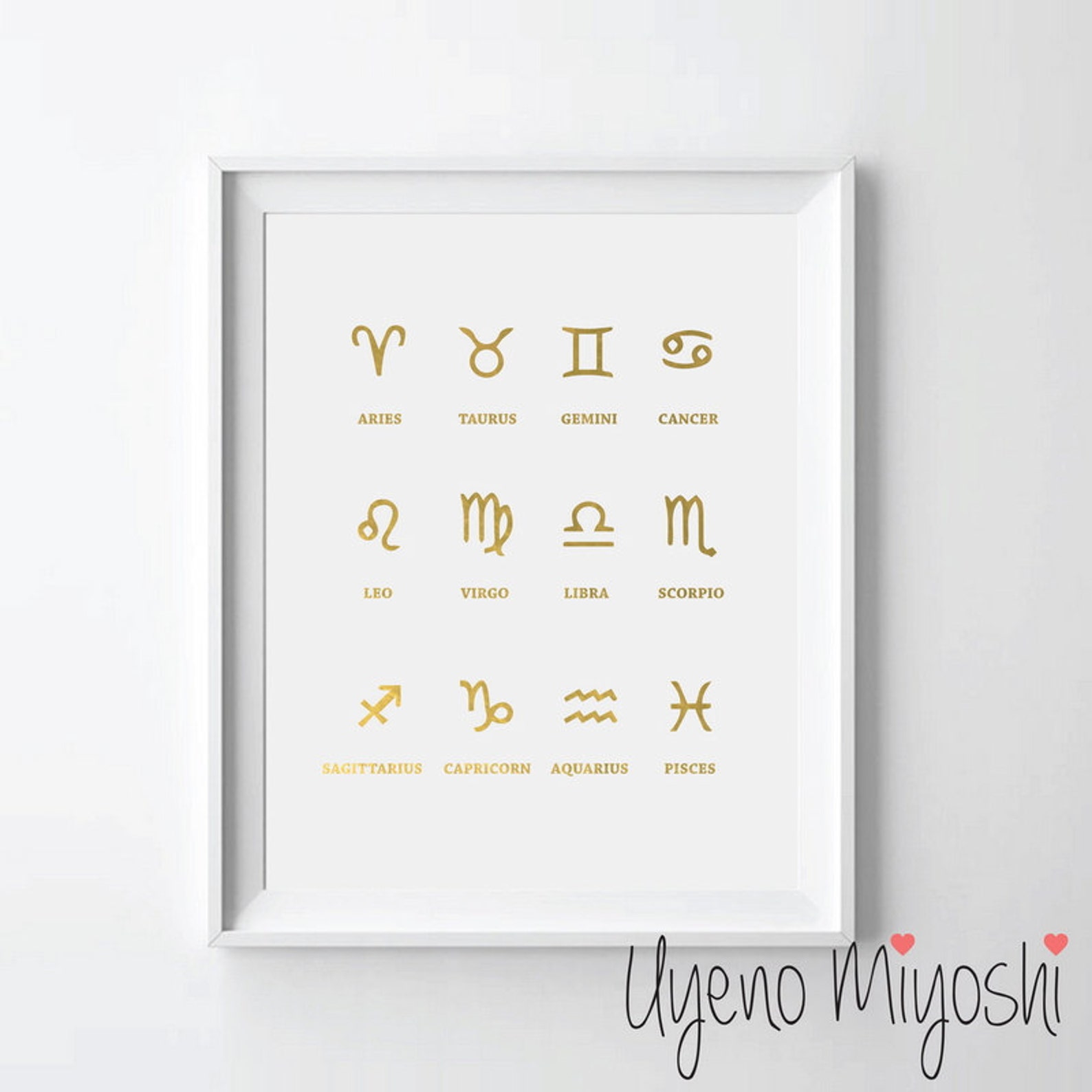 Astrological Symbols Gold Print Zodiac Gold Foil Print - Etsy