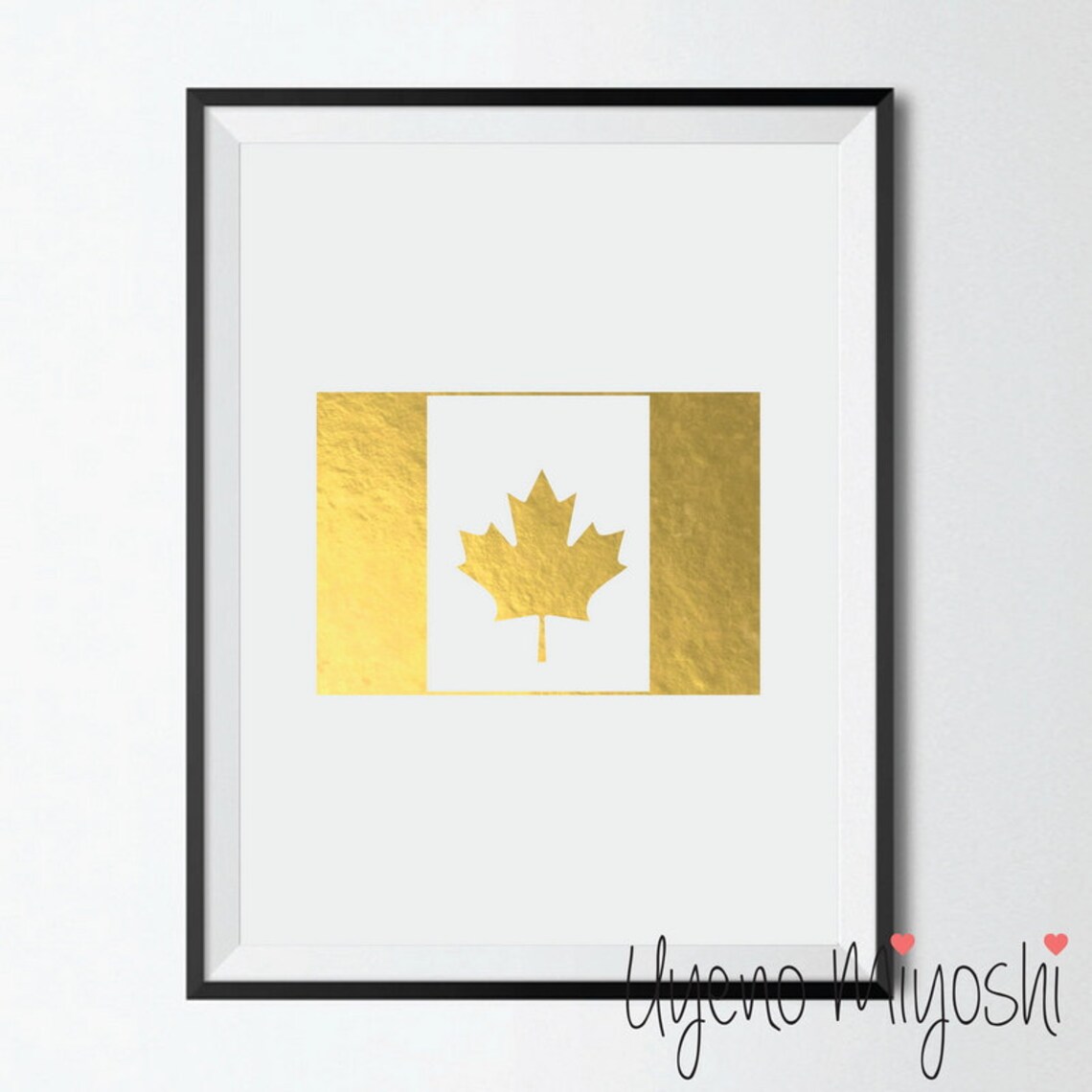 Flag of Canada Gold Foil Print, Gold Print, Map Custom Print in Gold ...