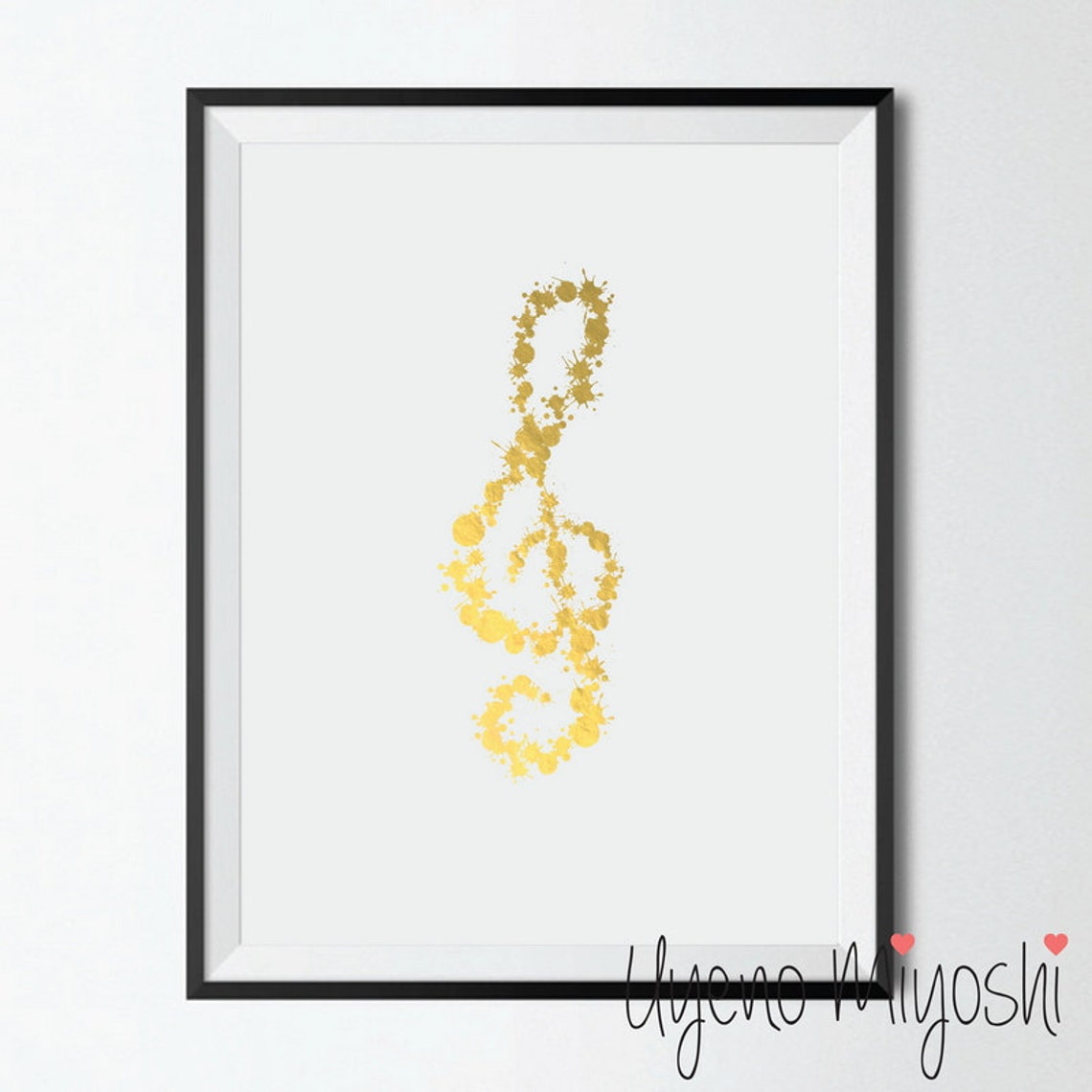 Music Note Ink Splash Gold Foil Print G Clef Gold Print - Etsy
