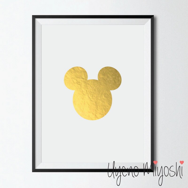 Mickey Mouse Head I Gold Foil Print, Gold Print, Disney Custom Print in ...