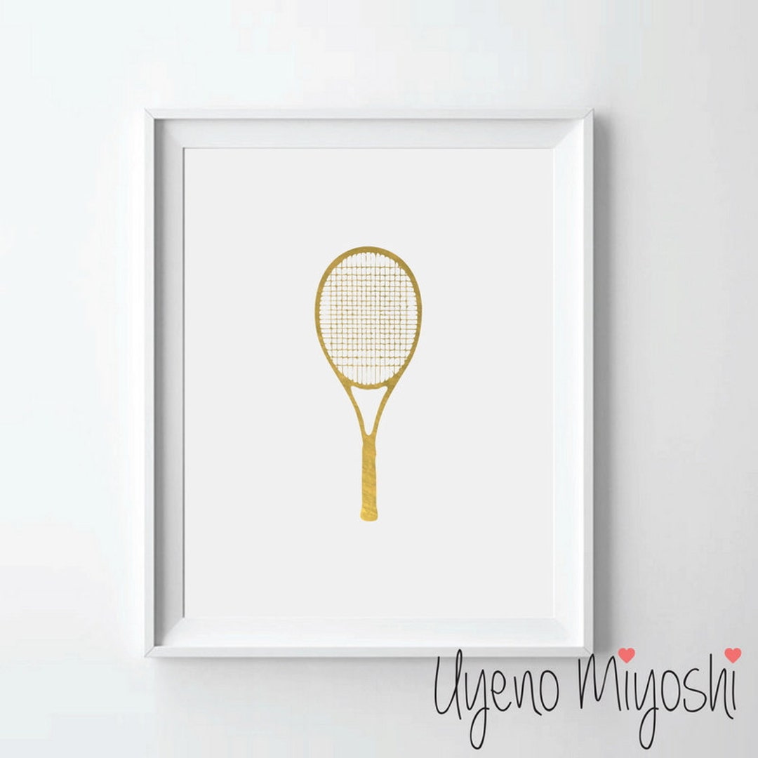 Tennis Racquet Gold Foil Print, Gold Print, Custom Quote in Gold ...