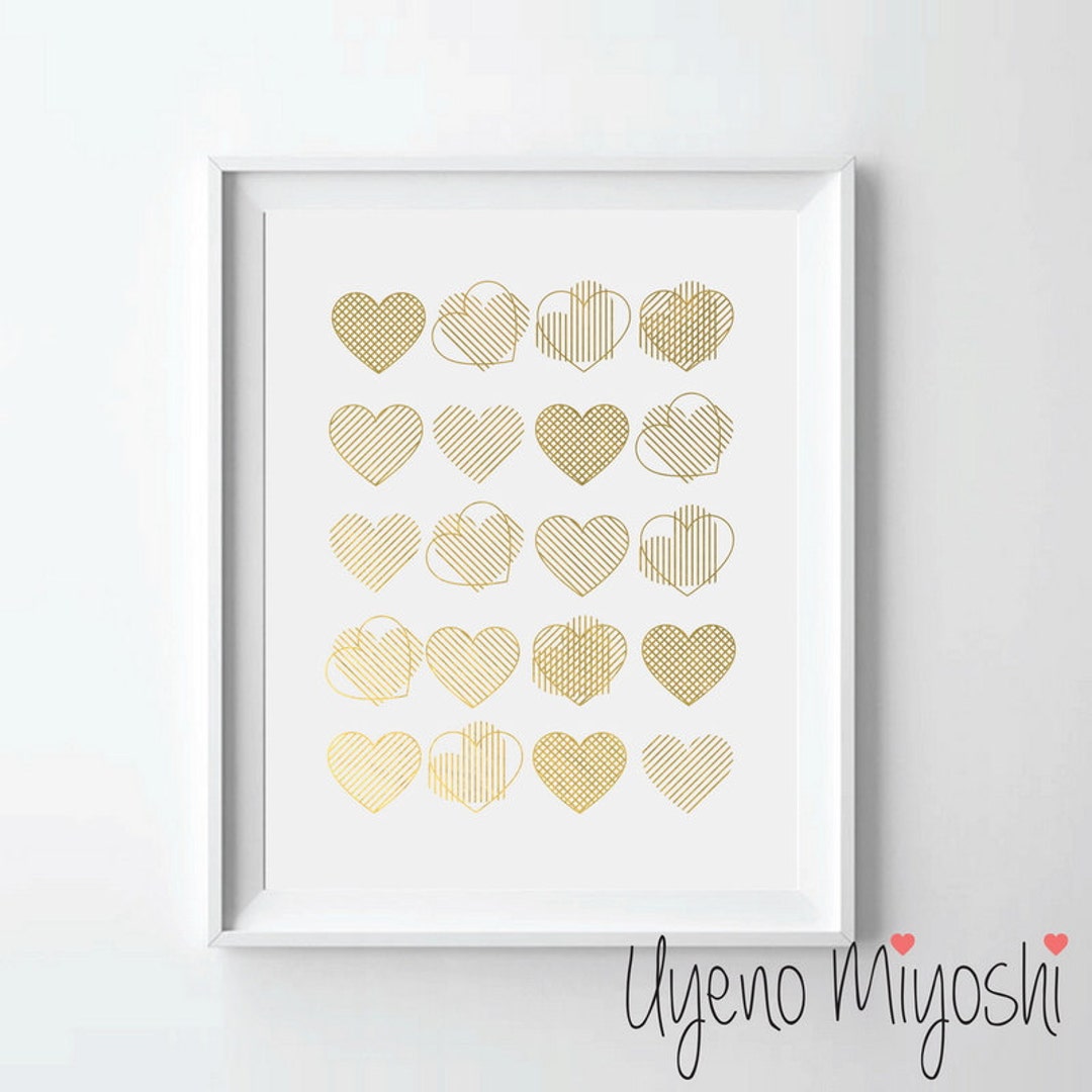 Love Hearts IV Gold Foil Print, Gold Print, Custom Print in Gold ...