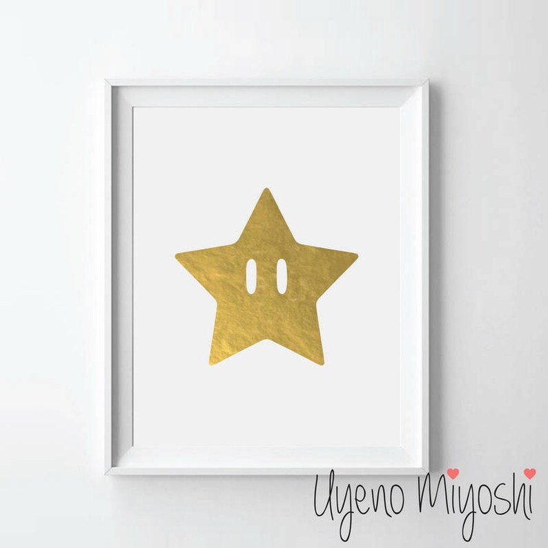 Mario Star Gold Print Super Mario Print Mario Star Gold Foil - Etsy