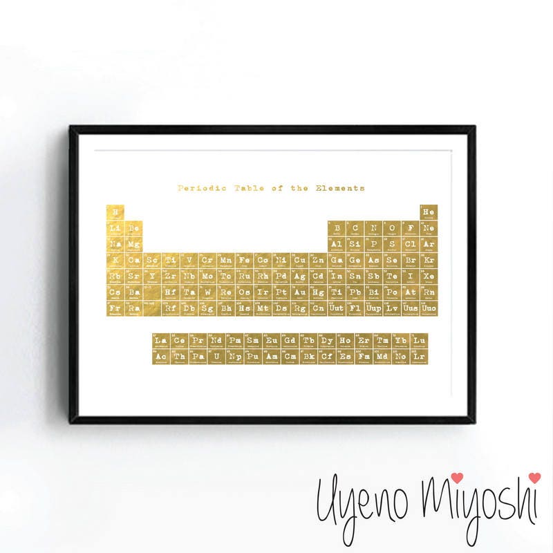 Periodic Table II Gold Foil Print, Gold Print, Custom Print in Gold ...
