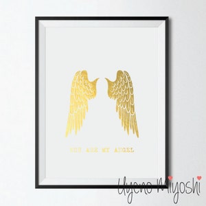 Angel Wings III Gold Foil Print, Gold Print, Custom Print in Gold ...