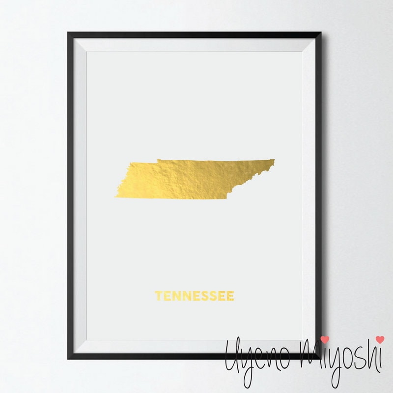 Tennessee Map Gold Foil Print, Gold Print, Map Custom Print in Gold ...
