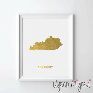 Kentucky Map Gold Foil Print, Gold Print, Map Custom Print in Gold ...
