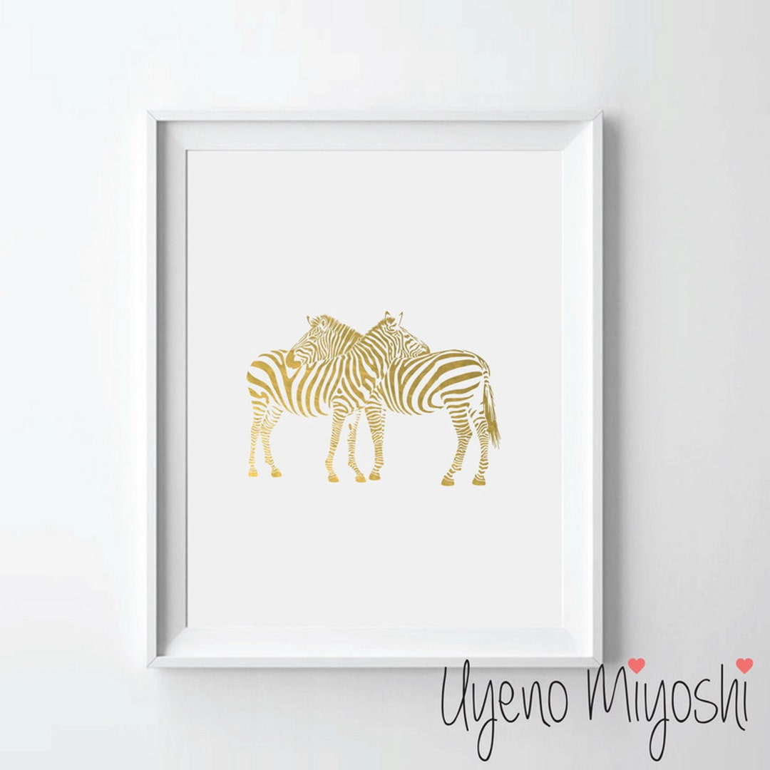 Zebra II Couple Gold Foil Print Gold Print Custom Print in - Etsy