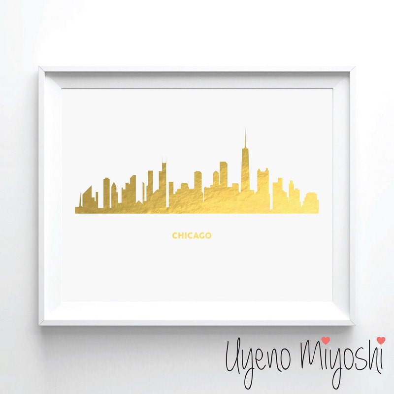 Chicago Skyline I Gold Foil Print, Gold Print, City Skyline Custom ...