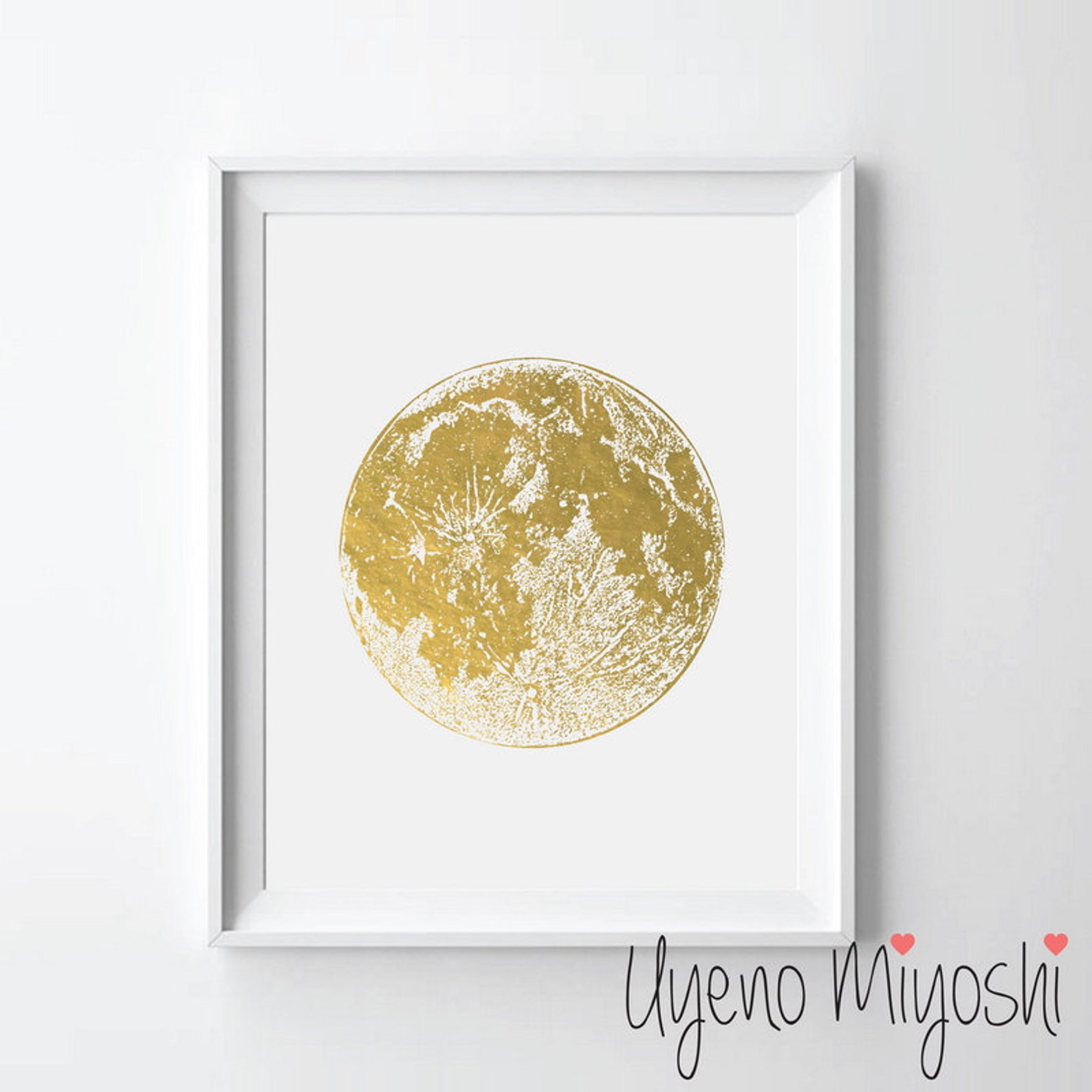 Moon Gold Foil Print, Moon Gold Print, Moon Print in Gold, Moon Surface ...