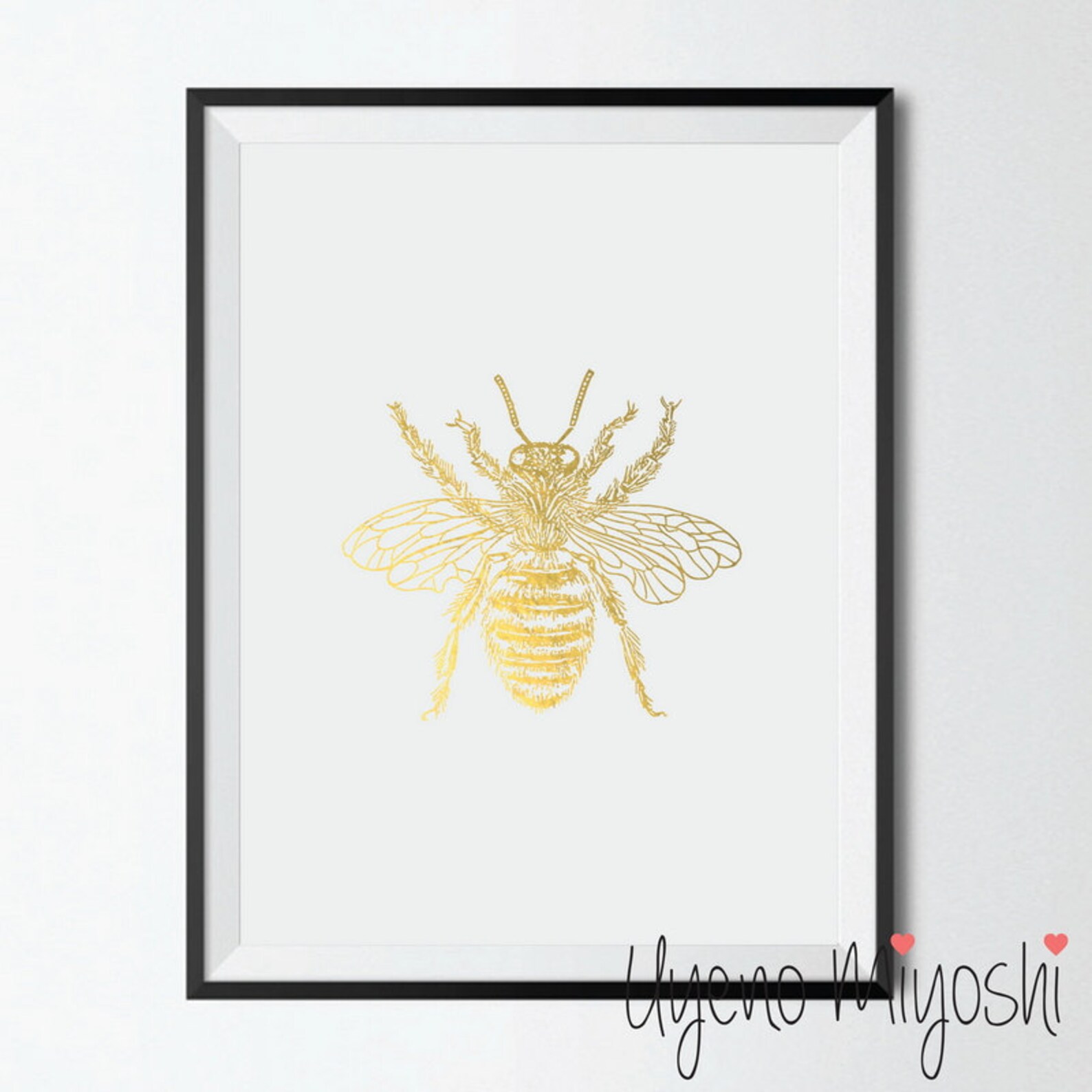 Bee Retro Gold Foil Print Gold Print Custom Print in Gold - Etsy