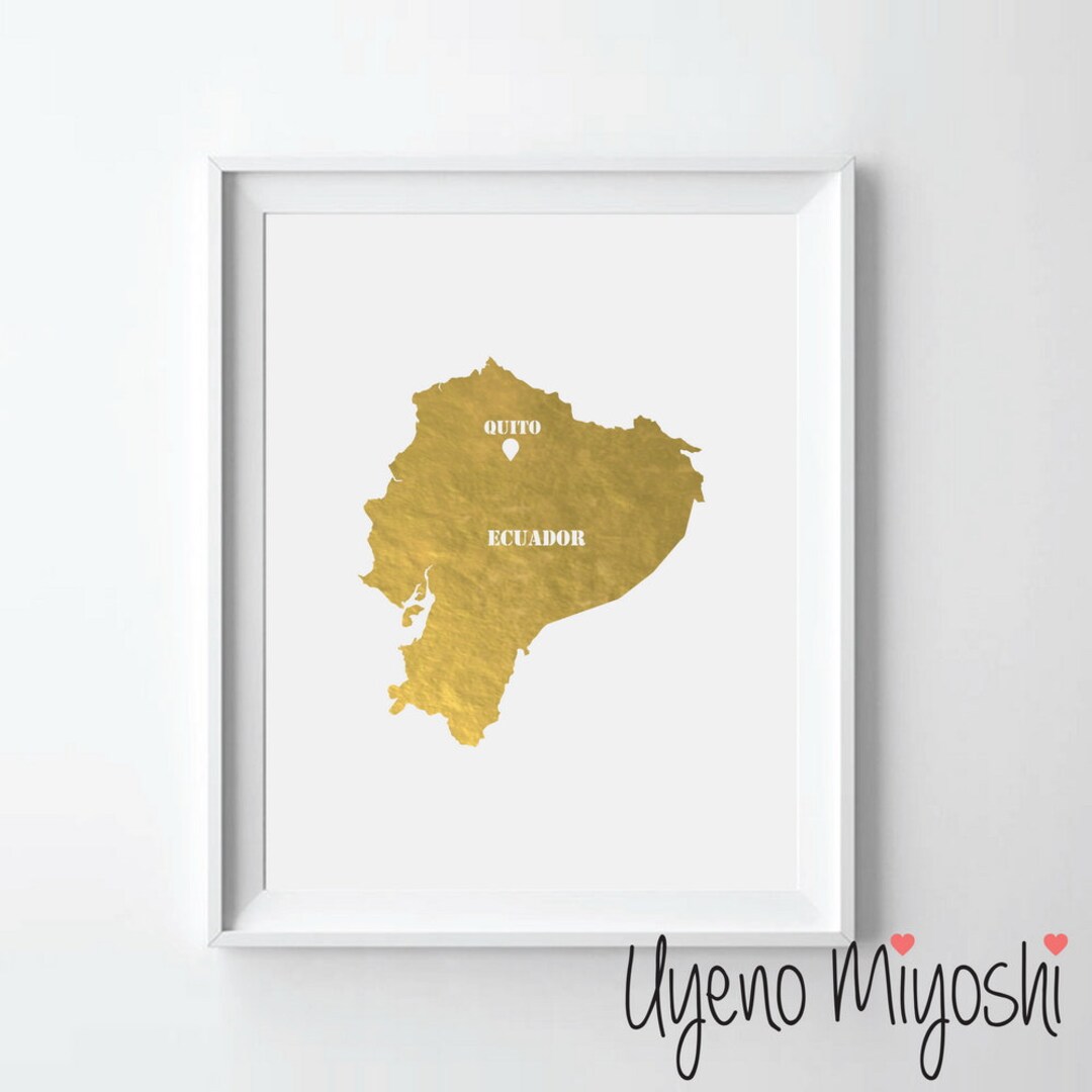 Ecuador Map Gold Foil Print, Gold Print, Ecuador Map Print in Gold ...