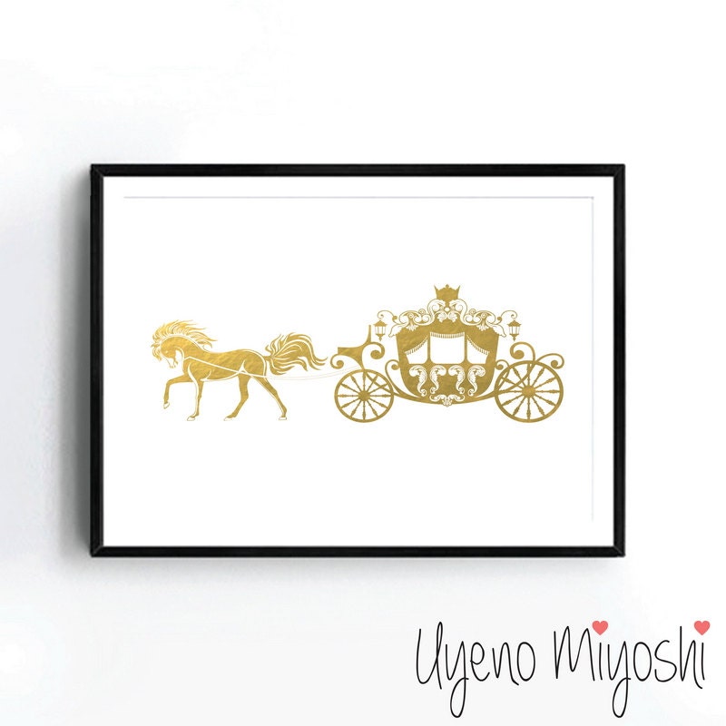 Horse Carriage Gold Foil Print Gold Print Custom Print in | Etsy