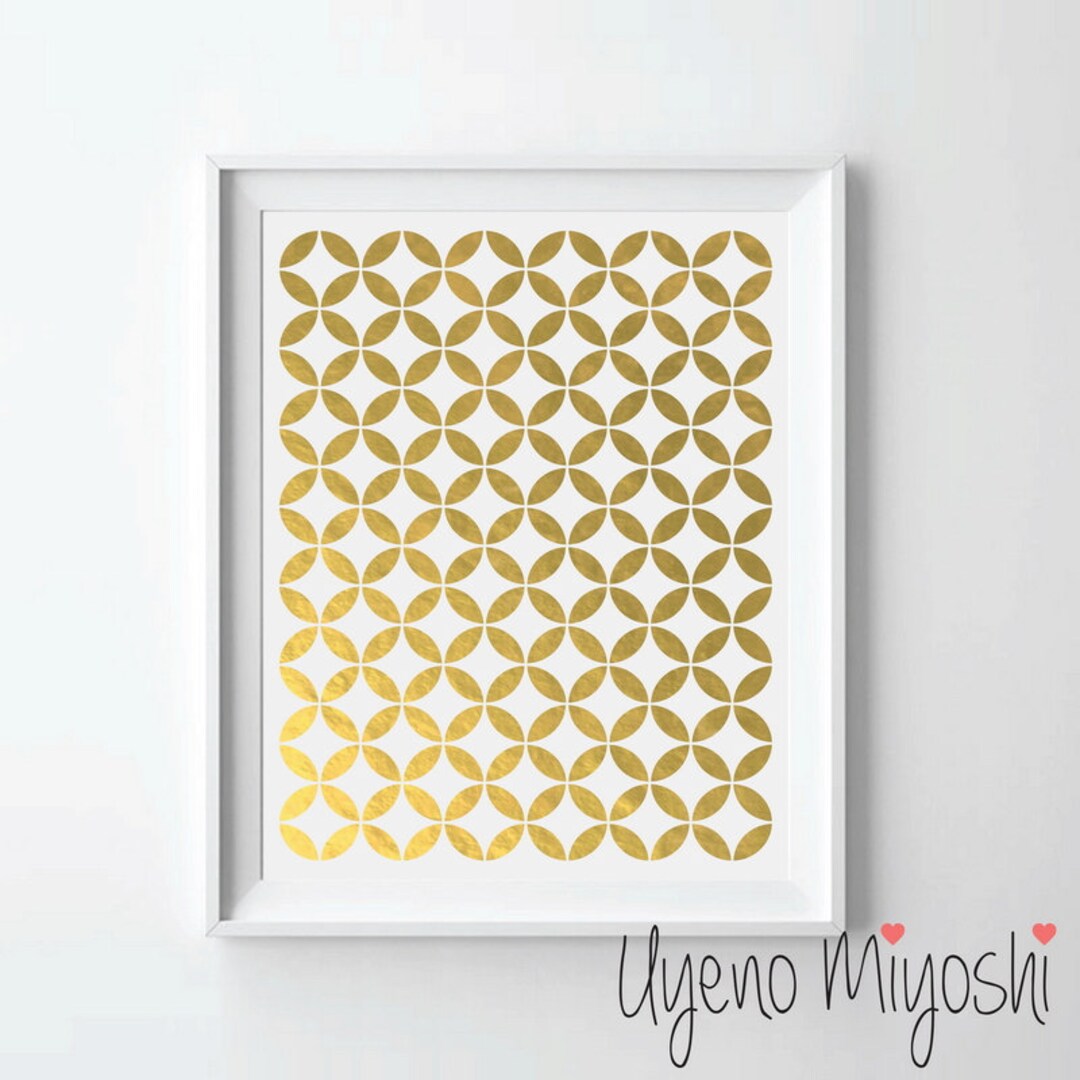 Leaf Circle Pattern Gold Foil Print, Gold Print, Custom Quote in Gold ...
