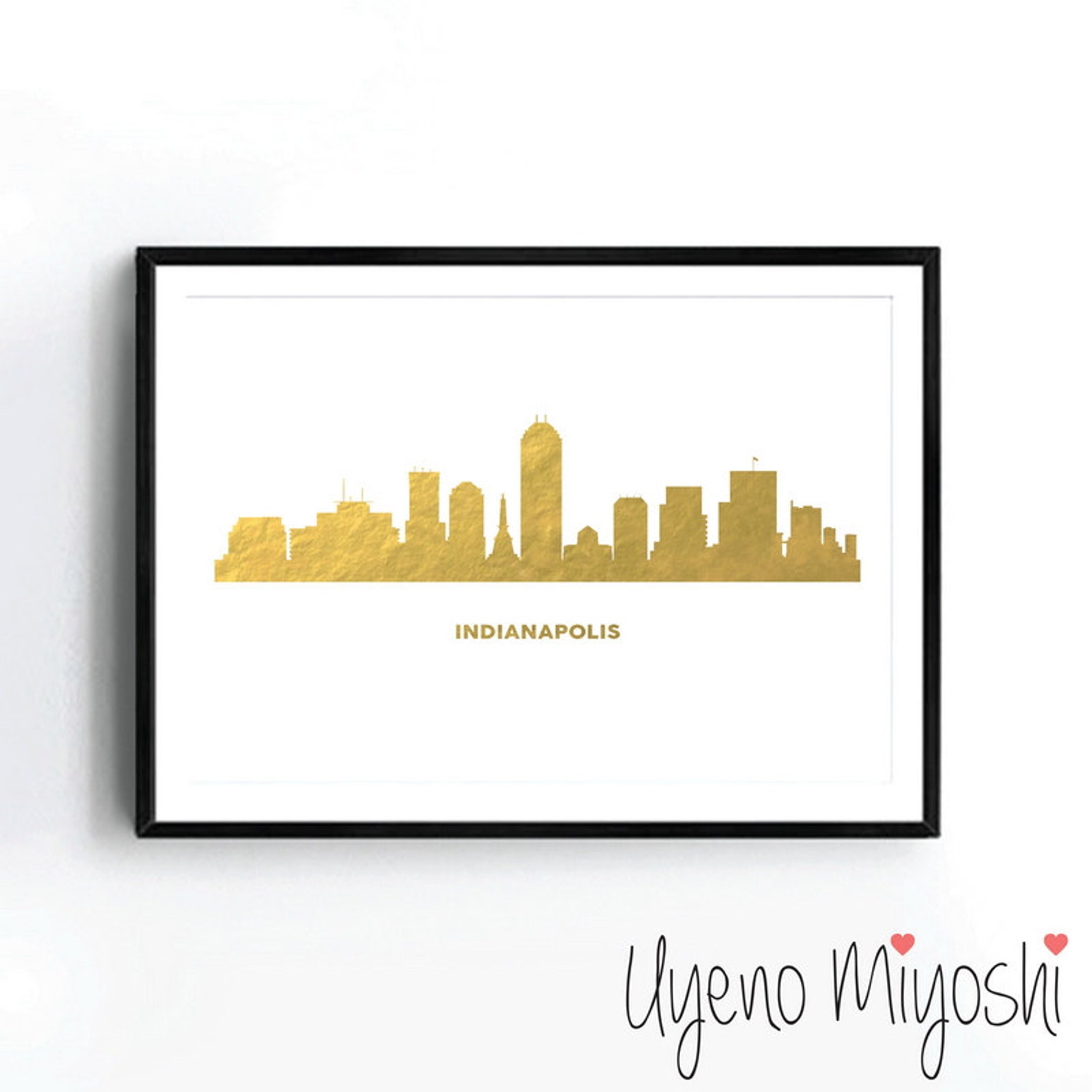 Indianapolis Skyline Gold Foil Print, Gold Print, Map Custom Print in ...