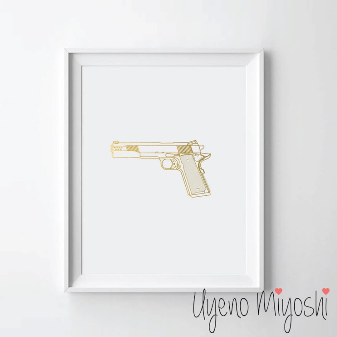 Gun Gold Foil Print, Gold Print, Custom Print in Gold, Illustration Art ...