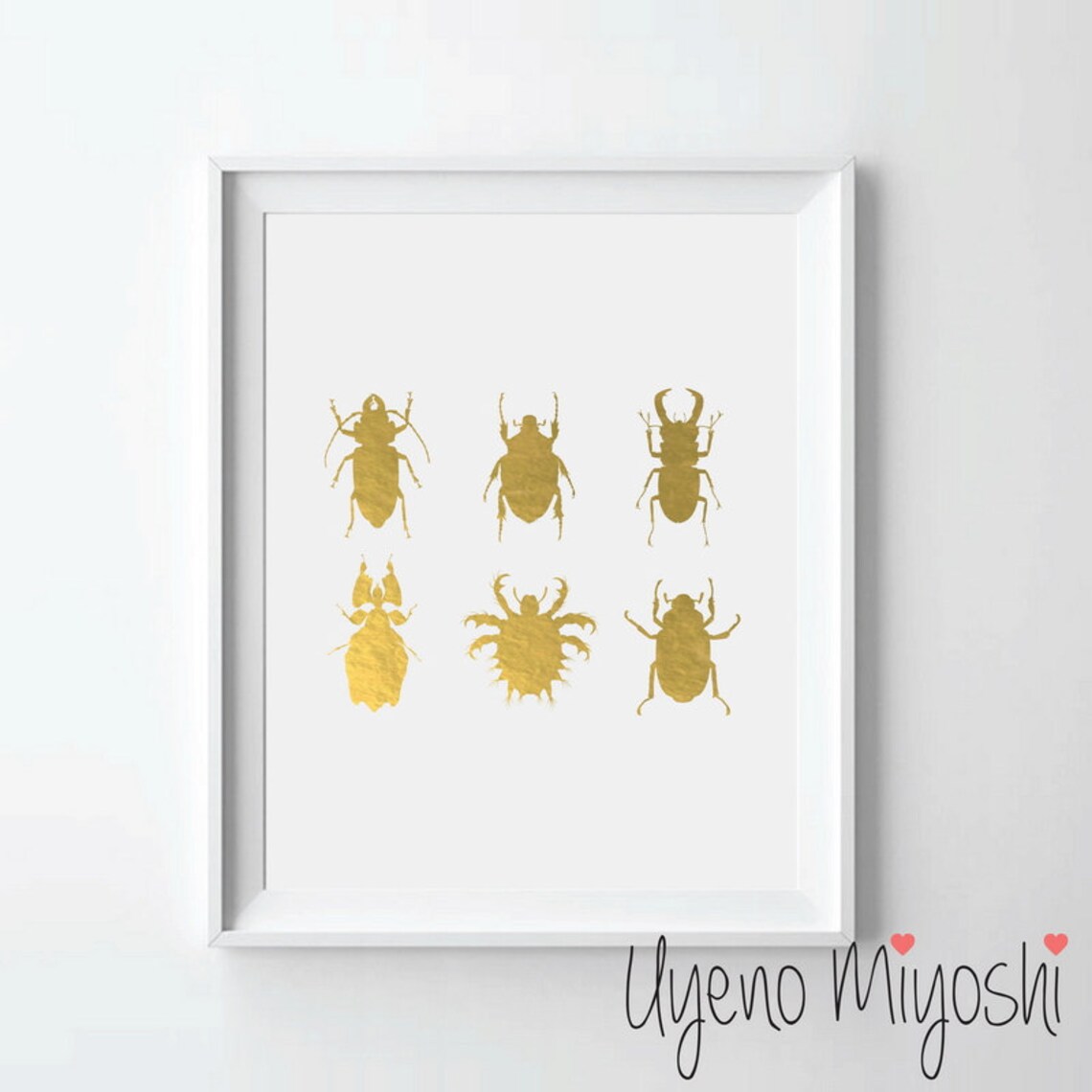 Beetles Gold Foil Print, Gold Print, Custom Print in Gold, Illustration ...