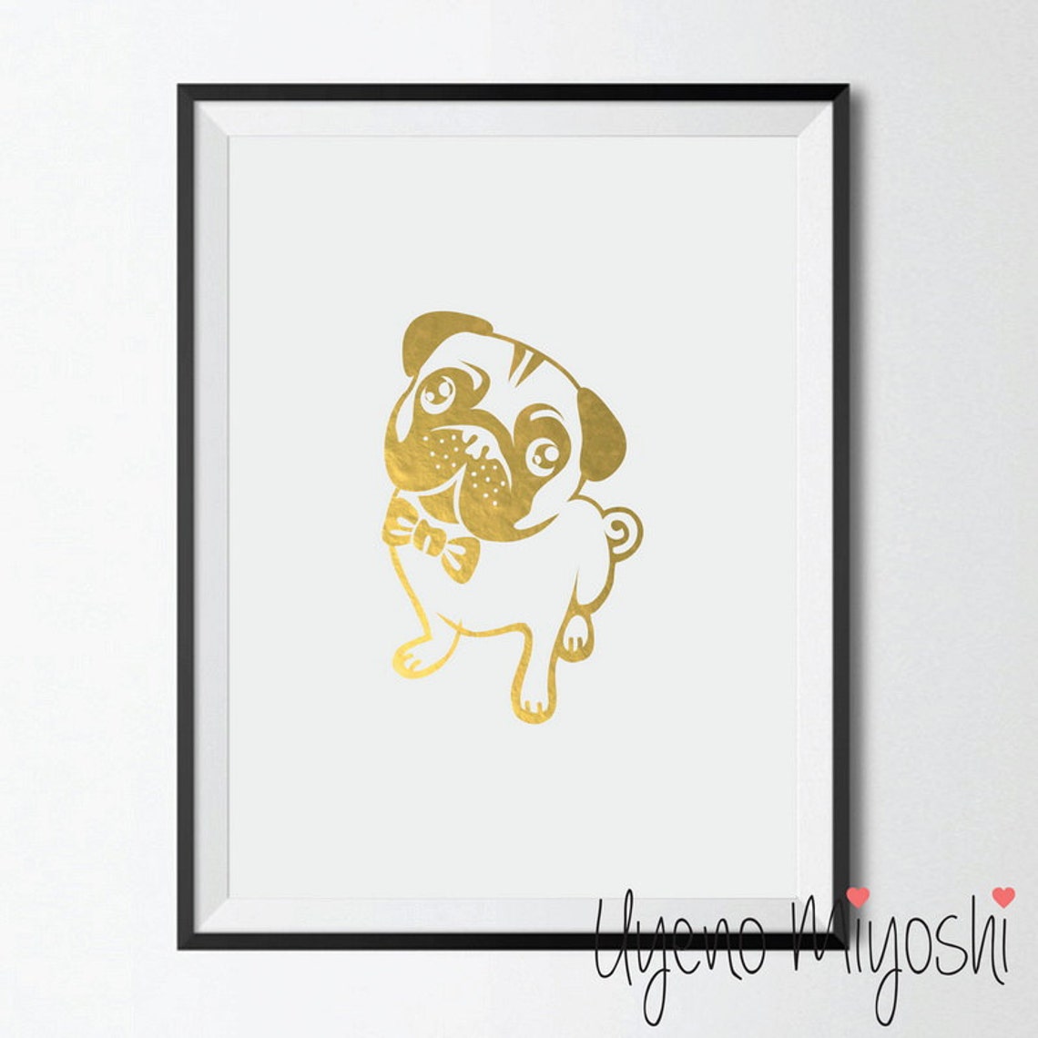 English Bulldog Gold Foil Print, Gold Print, Dog Gold Print, Dog Art ...