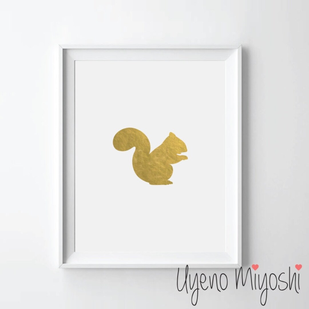 Squirrel II Gold Foil Print, Gold Print, Custom Print in Gold ...