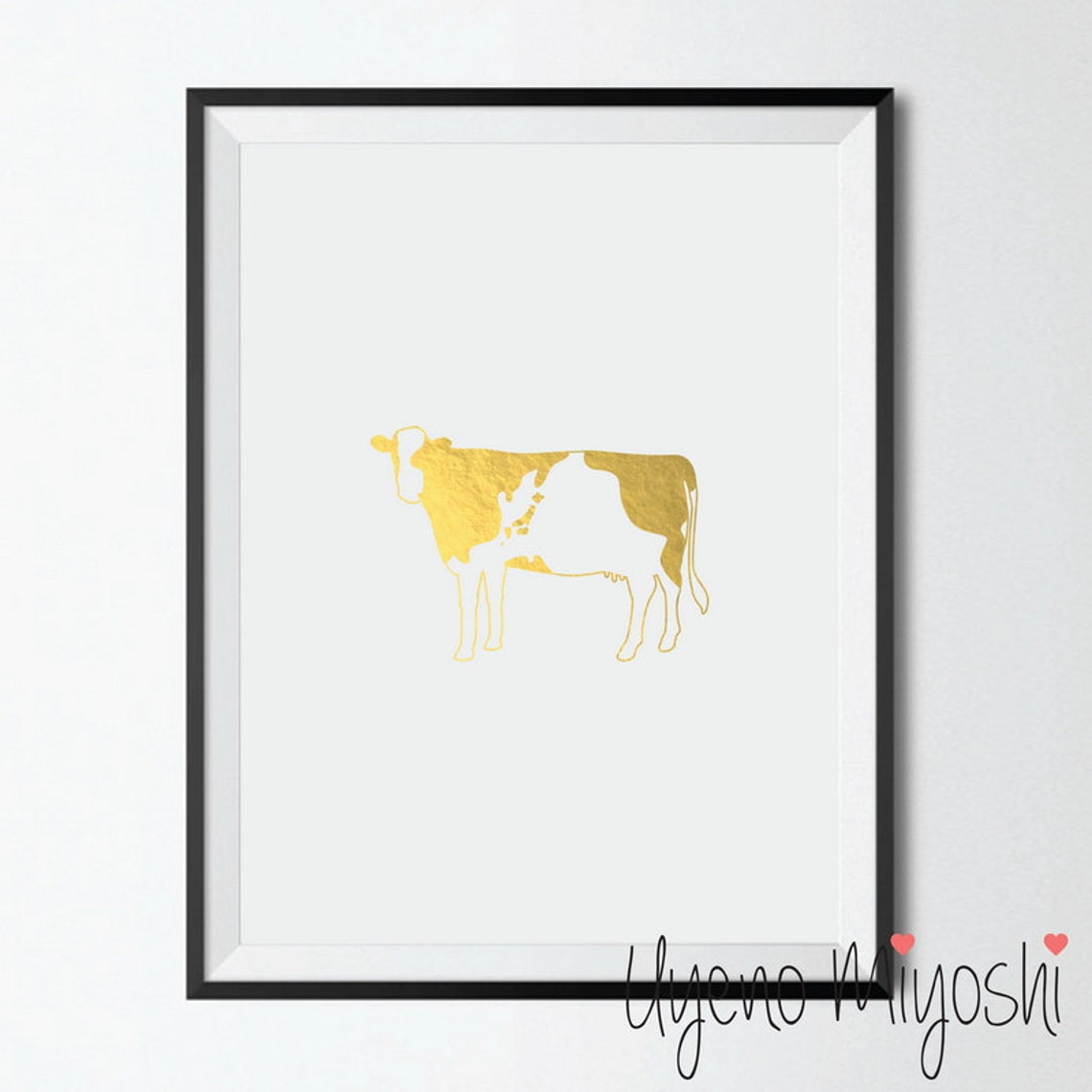 Cow II Gold Foil Print, Gold Print, Custom Print in Gold, Illustration ...