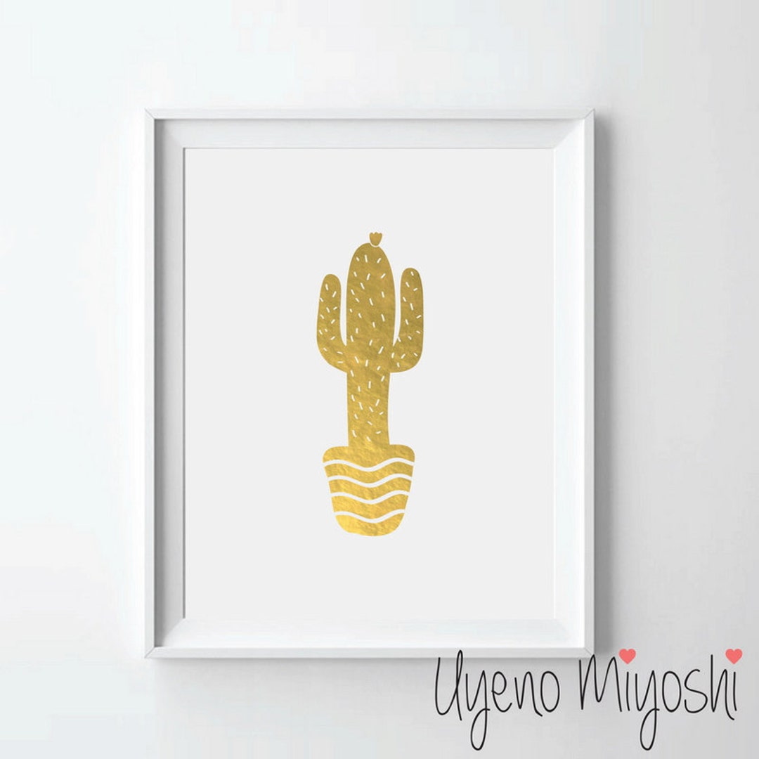 Cactus Gold Foil Print, Gold Print, Cactus Print, Cactus Gold Print ...