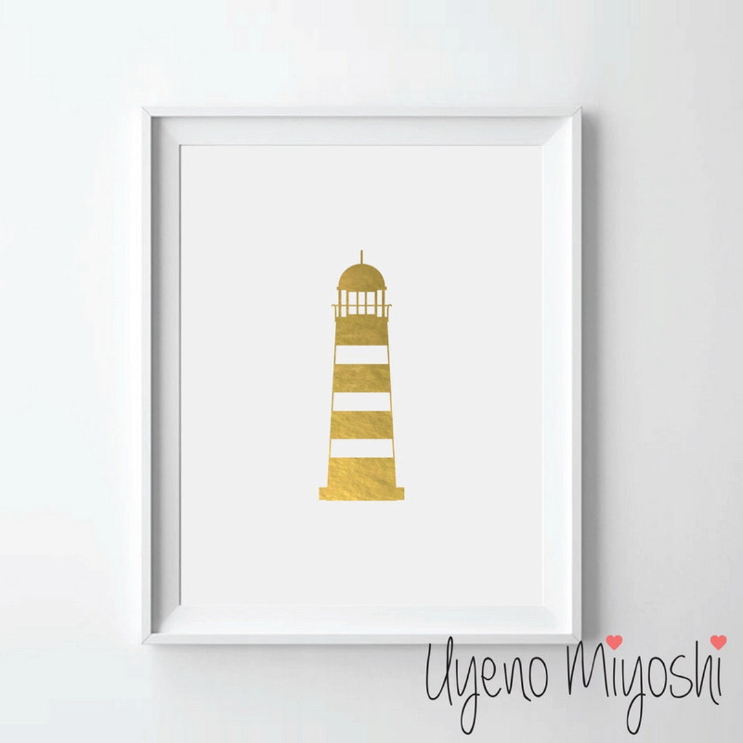Lighthouse II Gold Foil Print, Gold Print, Custom Print in Gold ...