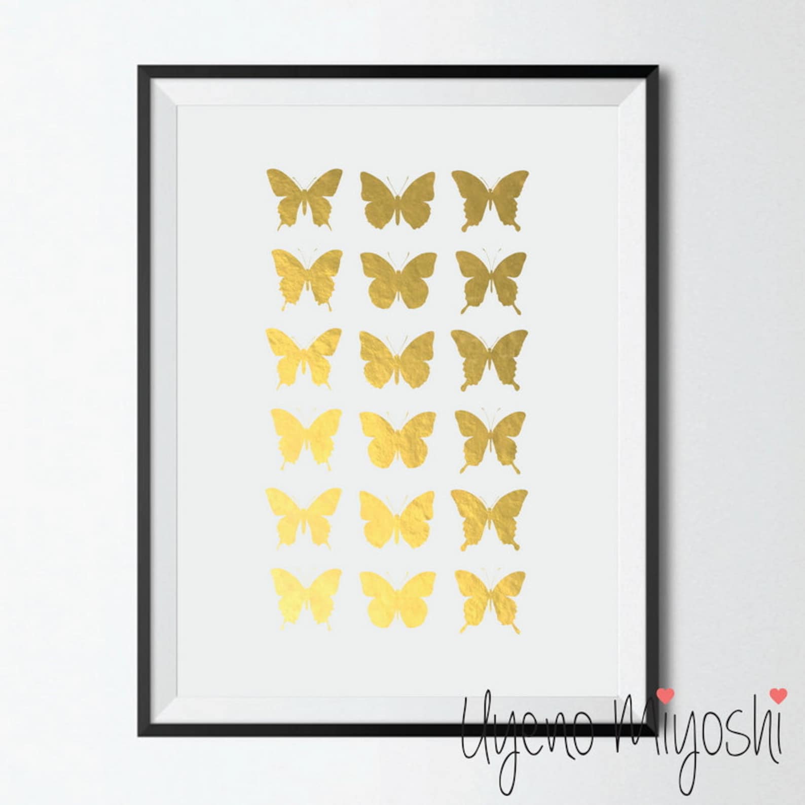 Butterfly Species I Gold Foil Print, Gold Print, Custom Print in Gold ...