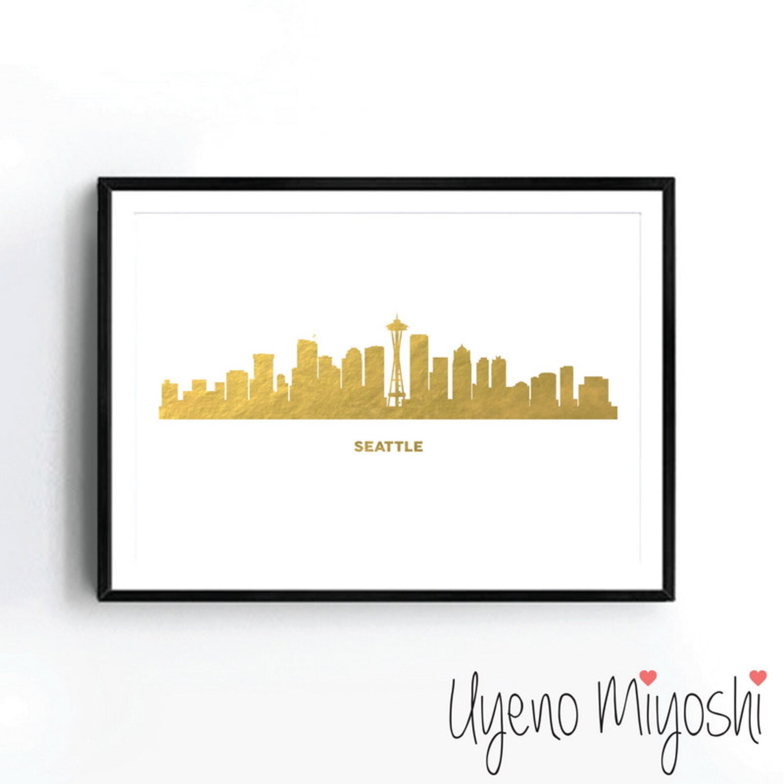 Seattle Skyline Gold Foil Print Gold Print Custom Print in - Etsy